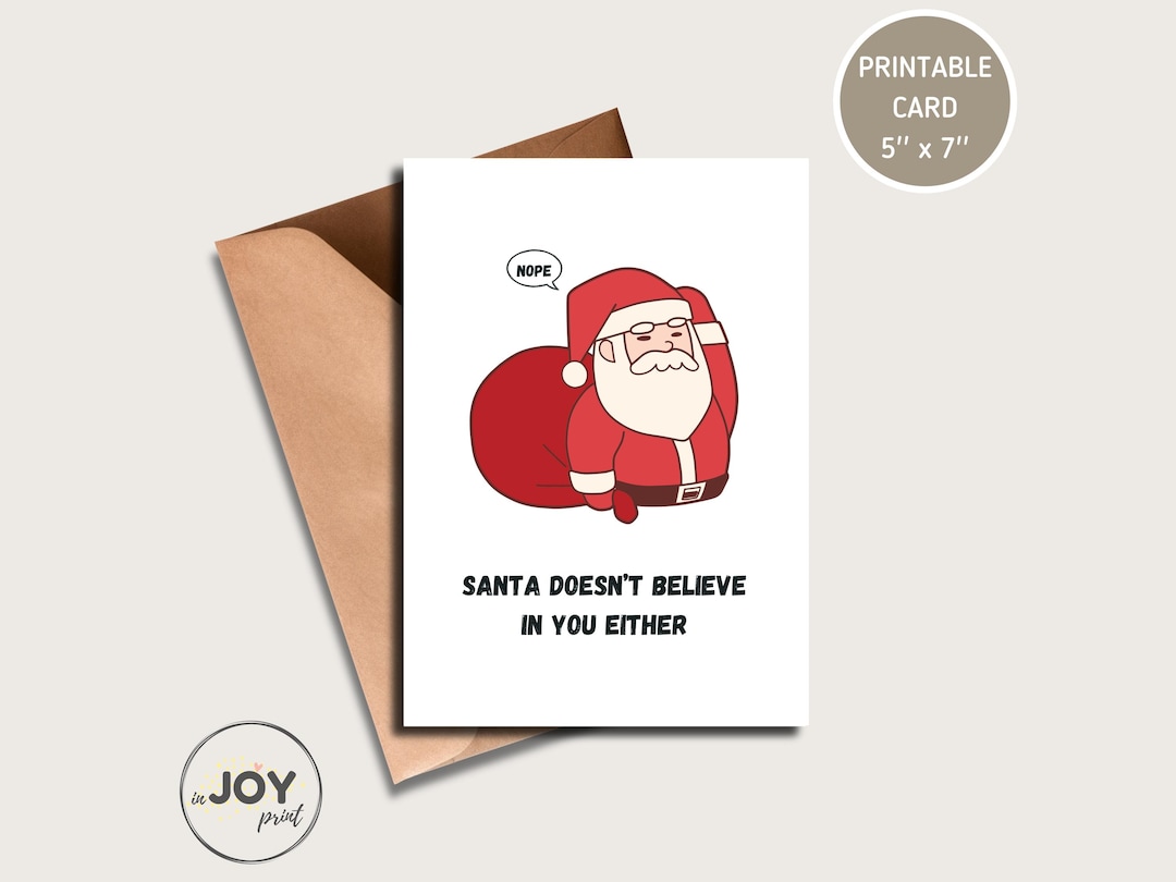 Funny Santa Christmas Card, Printable Christmas Card, Instant Download ...