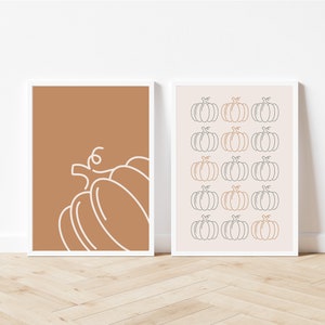 Minimal Pumpkin Print Fall Decor, Pumpkin Printable Wall Art, Farmhouse ...
