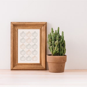 Minimal Pumpkin Print Fall Decor, Pumpkin Printable Wall Art, Farmhouse ...