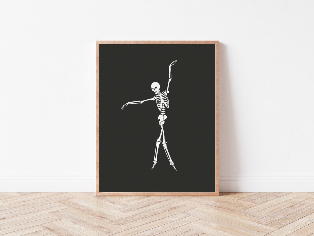 Halloween Skeleton Printable Wall Art, Funny Dancing Skeleton, Digital ...