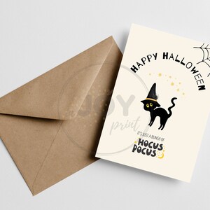 Printable Hocus Pocus Black Cat Card, Halloween Card Download, Instant ...