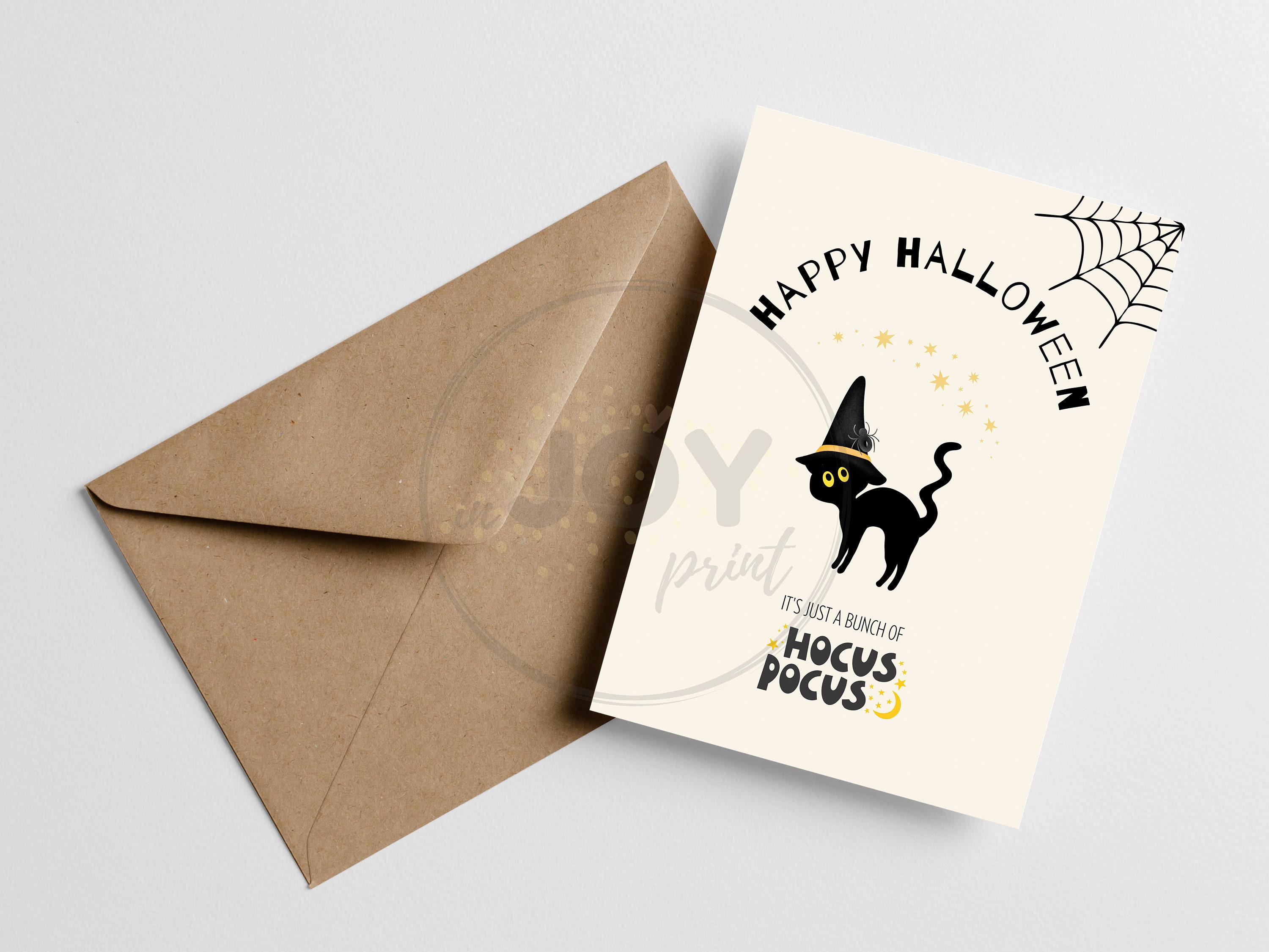 Printable Hocus Pocus Black Cat Card, Halloween Card Download, Instant ...