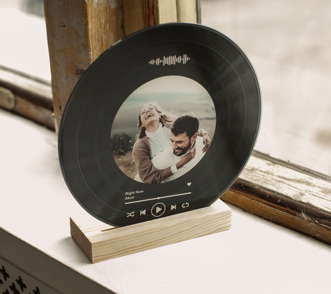 Personalized Vinyl Record | Custom Vinyl With Wooden Stand | Wedding ...