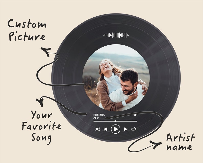 Personalized Vinyl Record | Custom Vinyl With Wooden Stand | Wedding ...