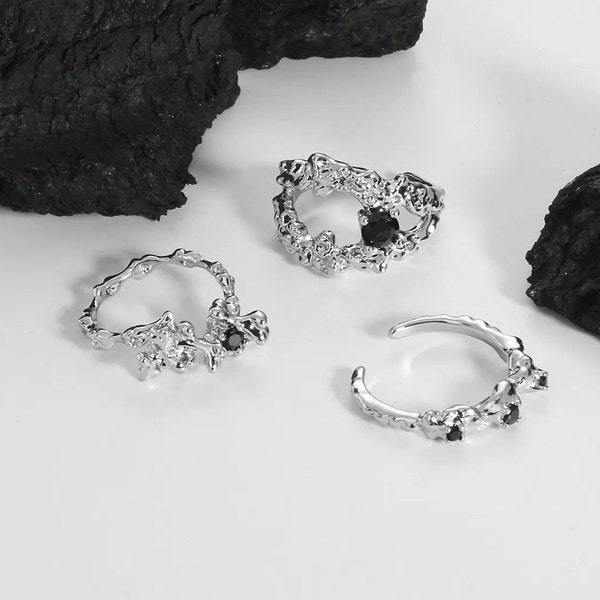 Y2k Irregular Silver Metal Liquid Ring, Irregular Dripping Open Ring, Adjustable Liquid Lava ...