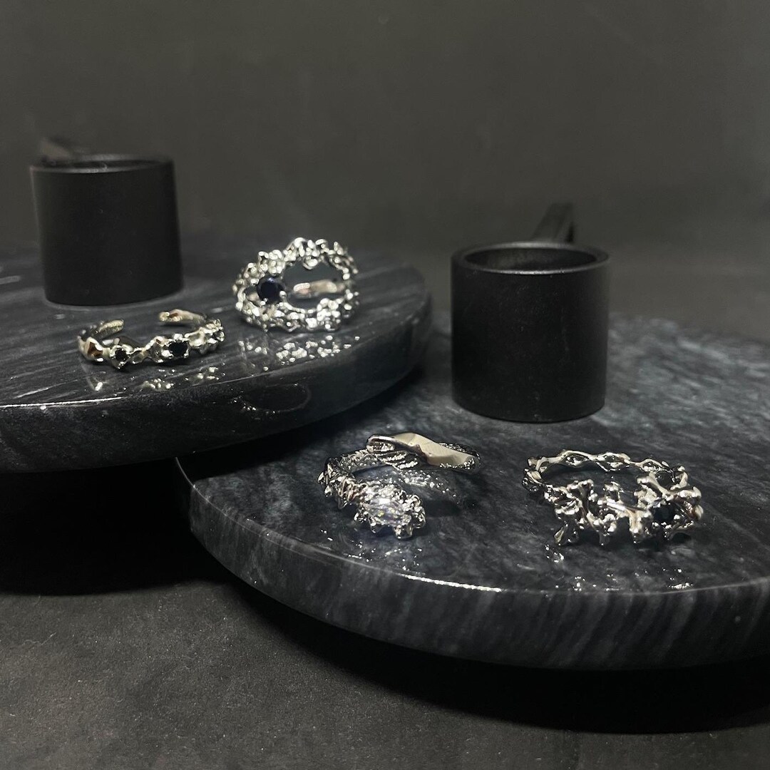 Y2k Irregular Silver Metal Liquid Ring, Irregular Dripping Open Ring ...