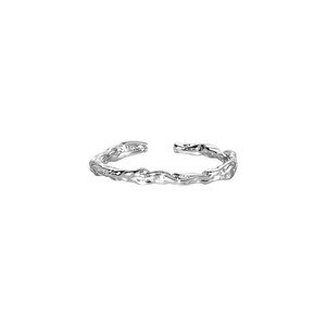 Y2k Irregular Silver Metal Liquid Ring, Irregular Dripping Open Ring, Adjustable Liquid Lava ...