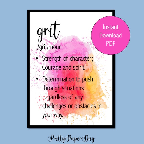 Grit Definition Printable - Etsy