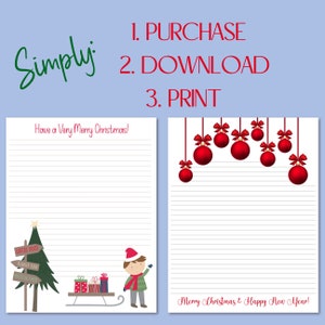 PRINTABLE Christmas Stationery, Christmas Writing Paper, Letter Writing ...