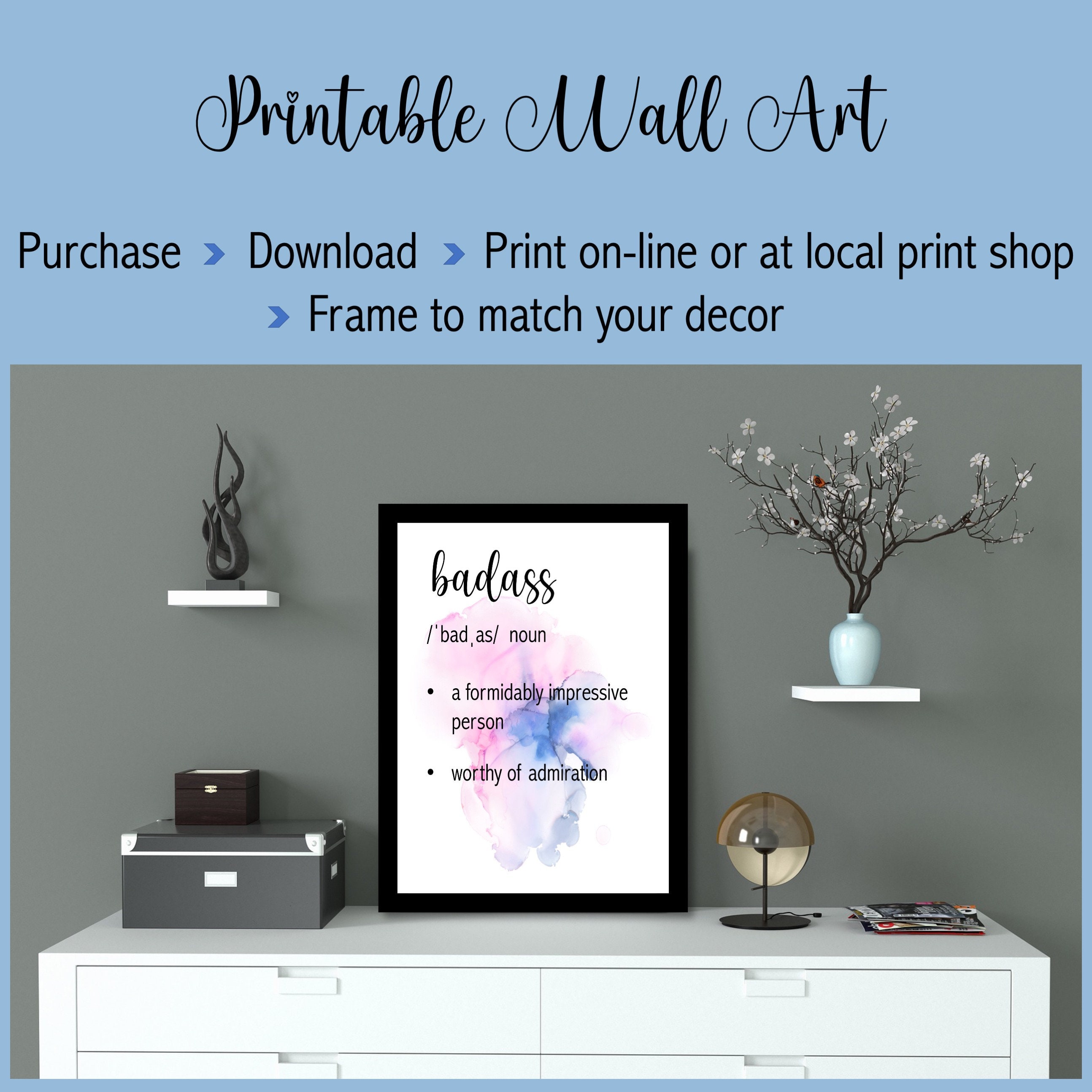 Badass Definition Print Office Decor for Women Badass Print - Etsy