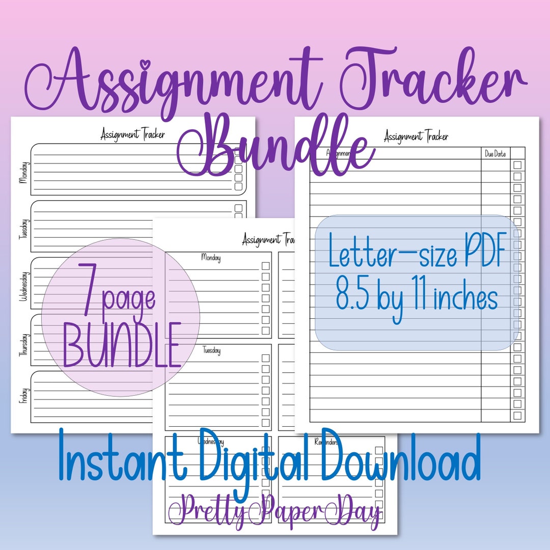 Assignment Tracker Bundle, Homework Tracker, Homework Chart, Assignment ...