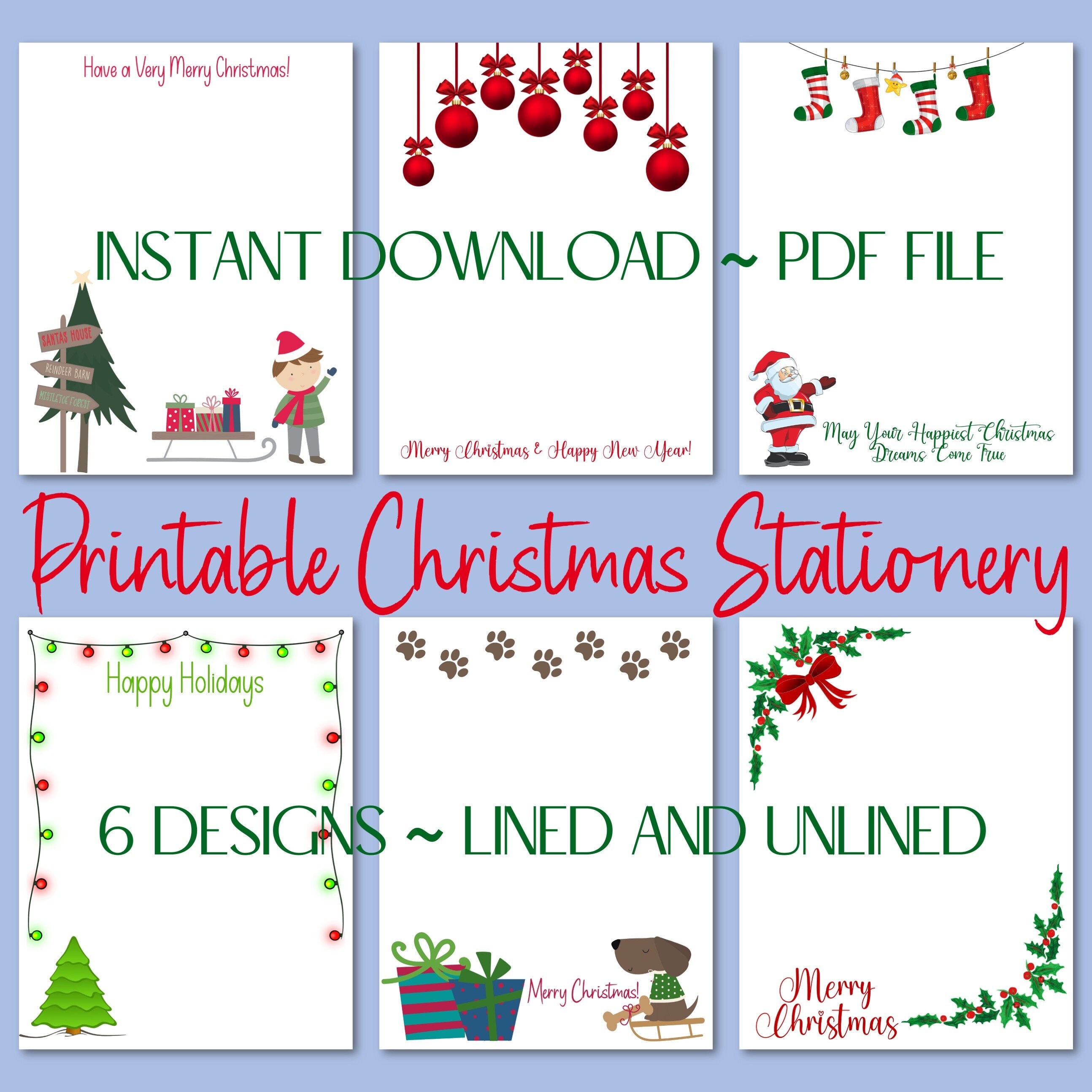 PRINTABLE Christmas Stationery, Christmas Writing Paper, Letter Writing ...