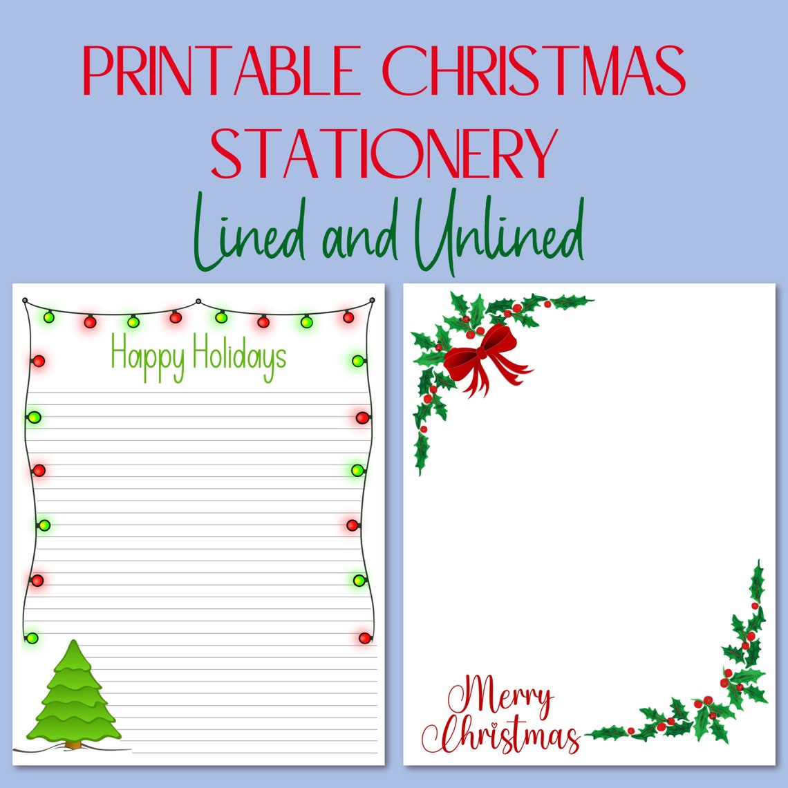 PRINTABLE Christmas Stationery, Christmas Writing Paper, Letter Writing ...