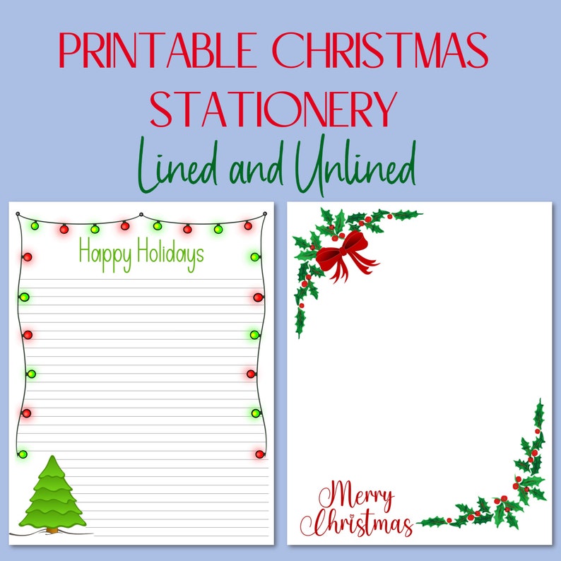 PRINTABLE Christmas Stationery, Christmas Writing Paper, Letter Writing ...