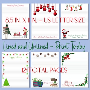 PRINTABLE Christmas Stationery, Christmas Writing Paper, Letter Writing ...