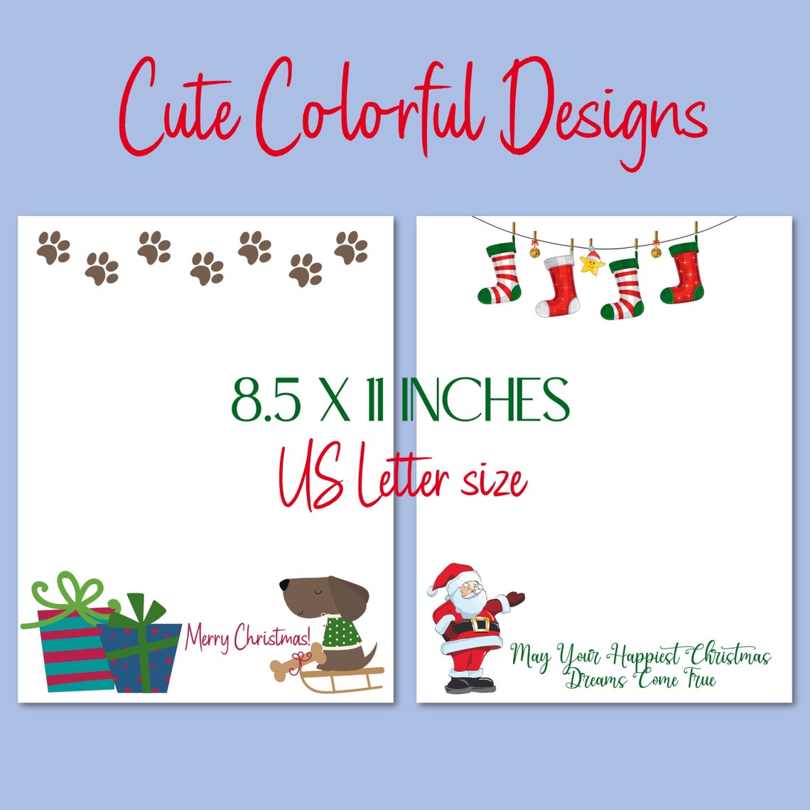 PRINTABLE Christmas Stationery, Christmas Writing Paper, Letter Writing ...