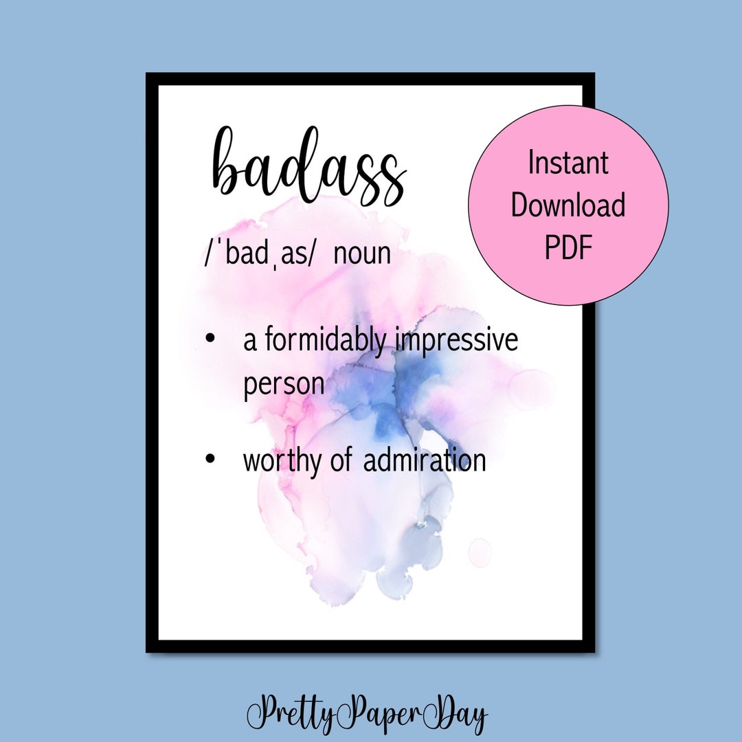 Badass Definition Print, Office Decor for Women, Badass Print, Boss ...