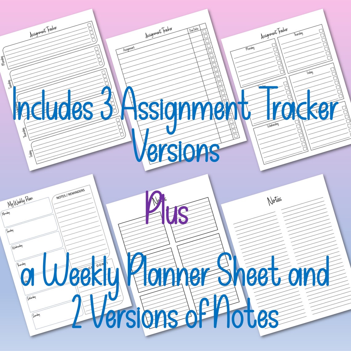 Assignment Tracker Bundle, Homework Tracker, Homework Chart, Assignment ...