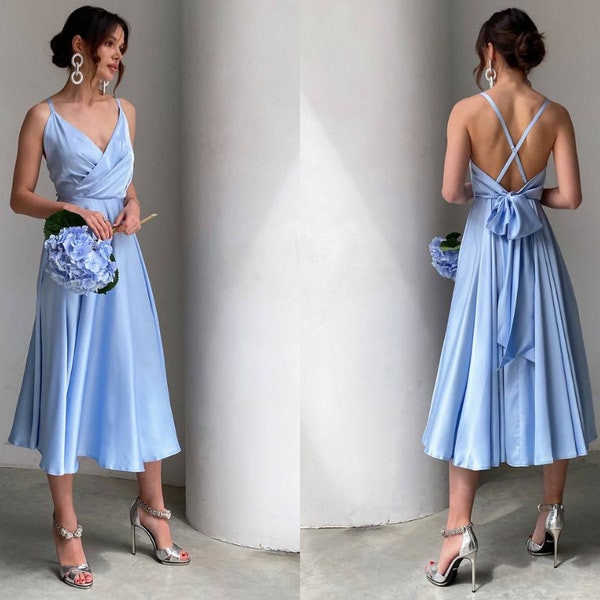 Blue Silk Prom Dress - Etsy