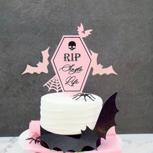 RIP Single Life Cake Topper| Halloween Bachelorette Cake Topper| Pink ...