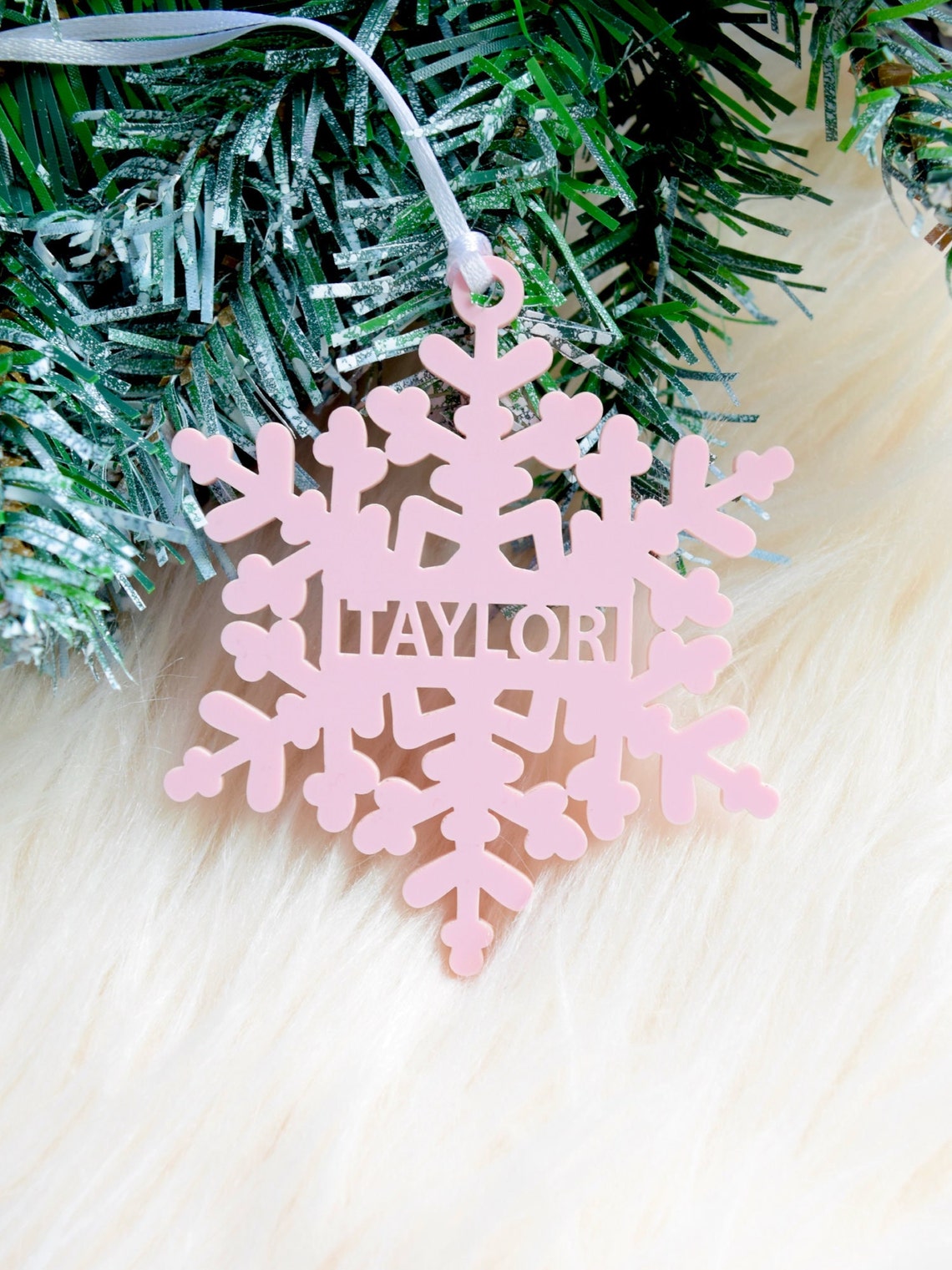 Personalized Snowflake Ornament | Name Snowflake Ornament| Pink or Blue ...