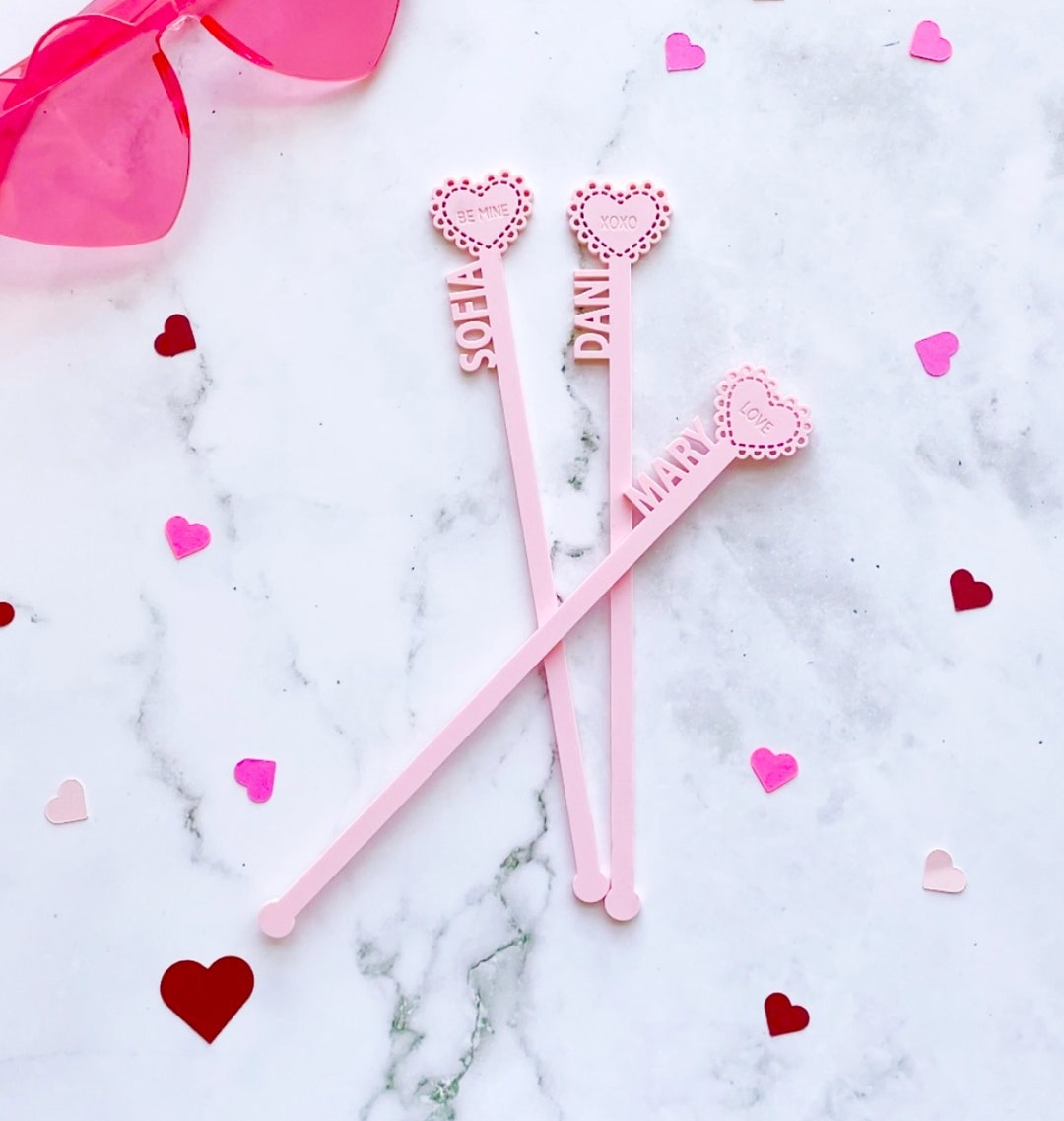 Personalized Heart Stir Sticks | Valentine's Stir Sticks | Galentine's ...