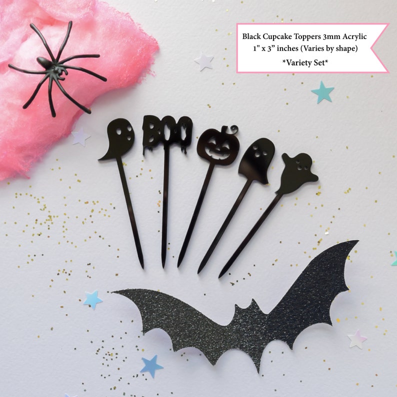 Acrylic Halloween Cupcake Toppers Ghost Cupcake Toppers Halloween Party ...