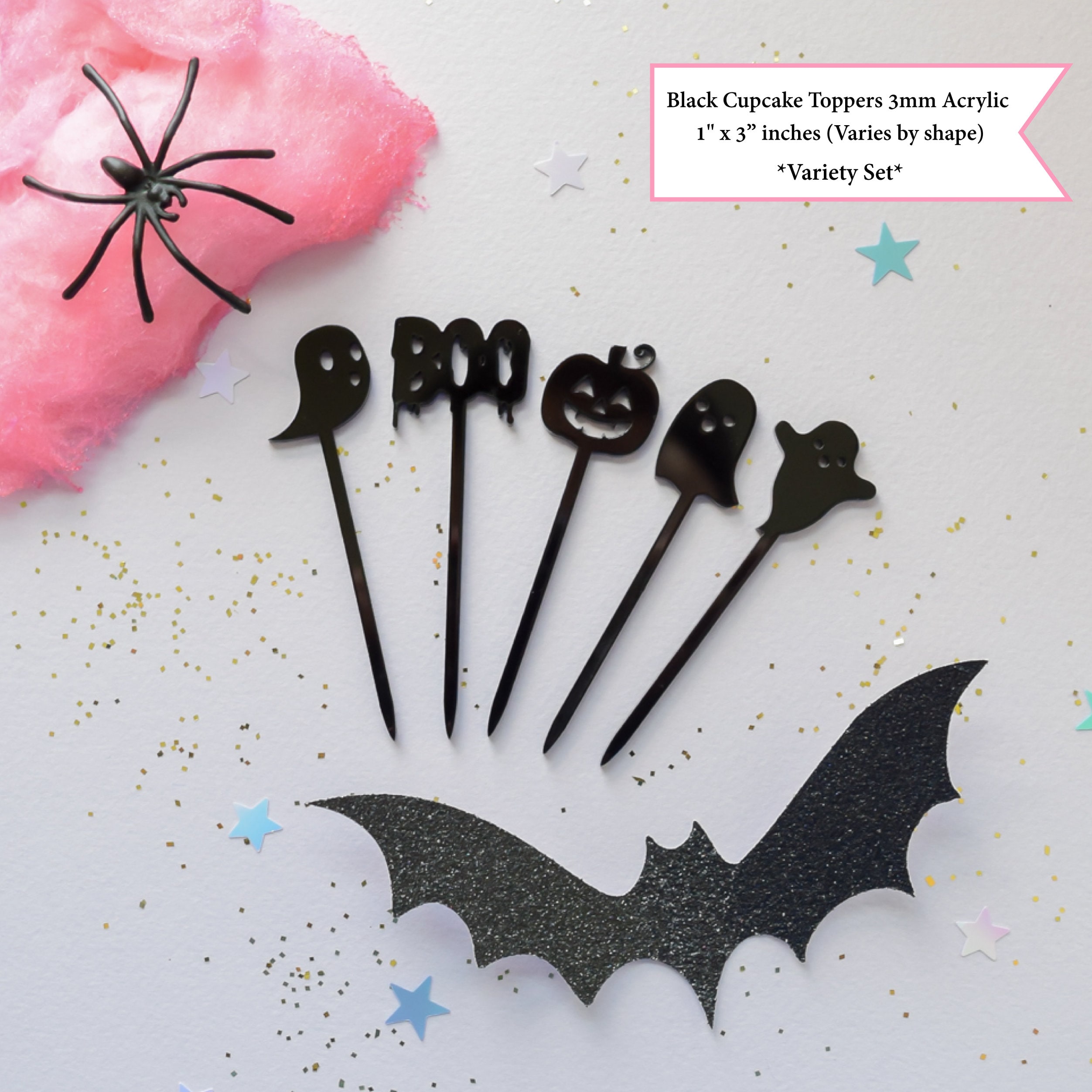 Acrylic Halloween Cupcake Toppers| Ghost Cupcake Toppers| Halloween ...