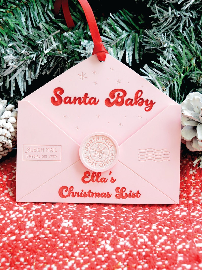 Personalized Dear Santa Tree Ornament Letter for Santa Ornament Pink ...