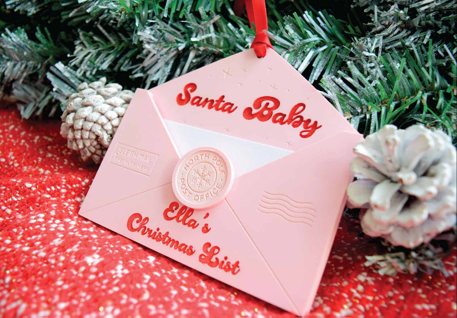 Personalized Dear Santa Tree Ornament Letter for Santa Ornament Pink ...
