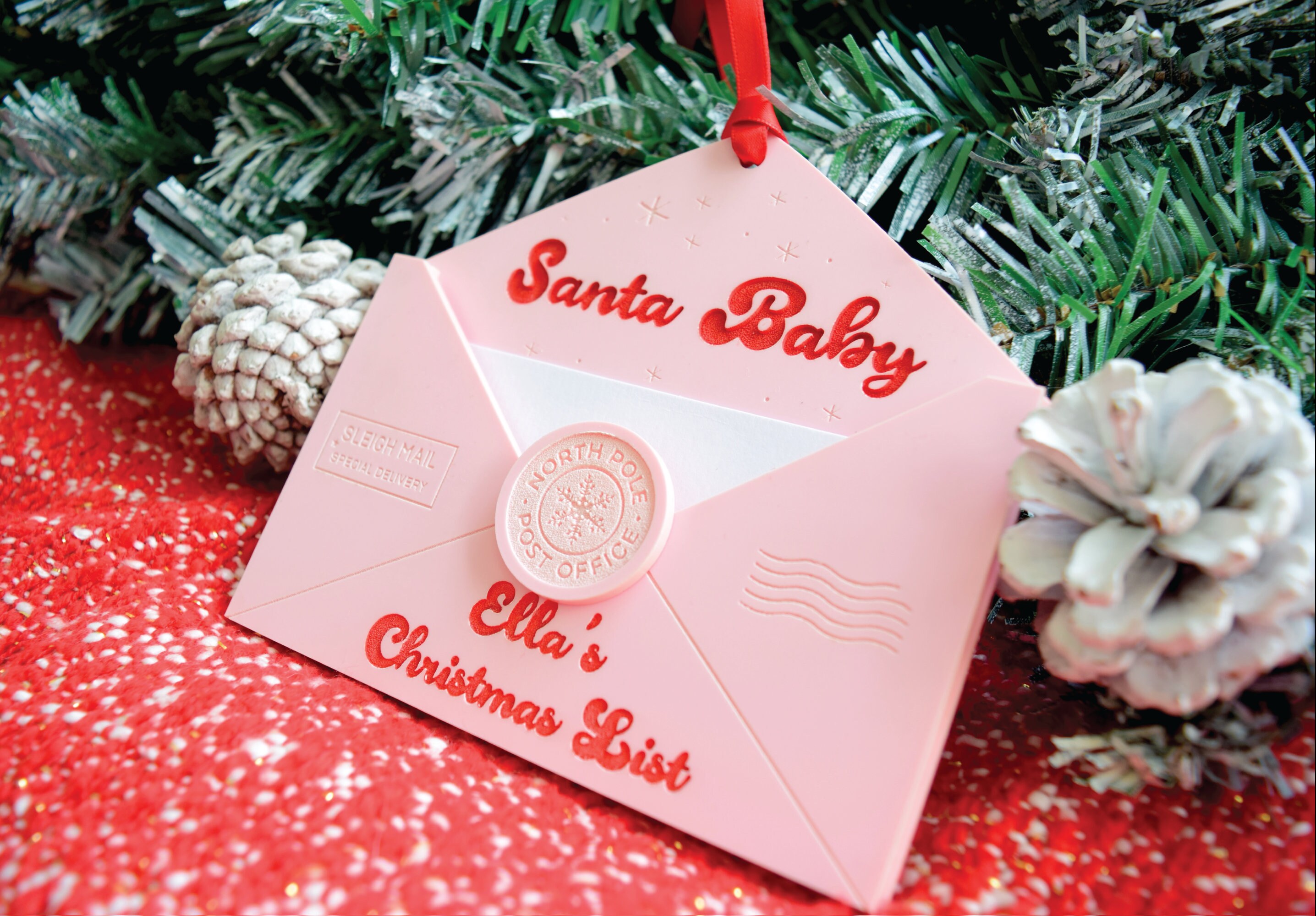 Personalized Dear Santa Tree Ornament Letter for Santa Ornament Pink ...