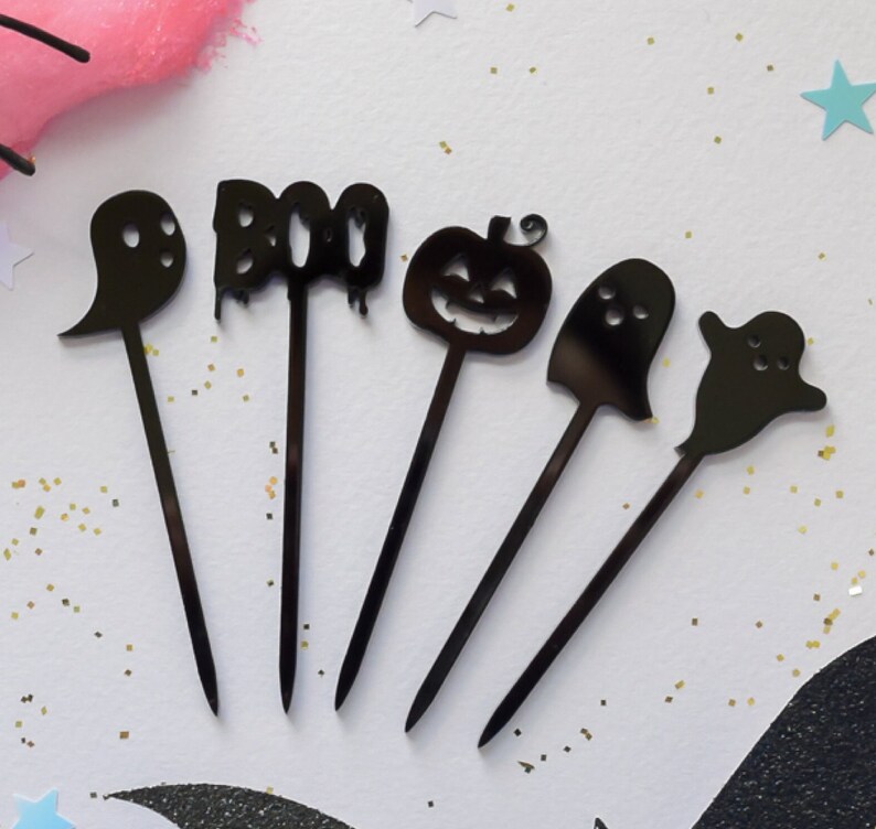 Acrylic Halloween Cupcake Toppers Ghost Cupcake Toppers Halloween Party ...