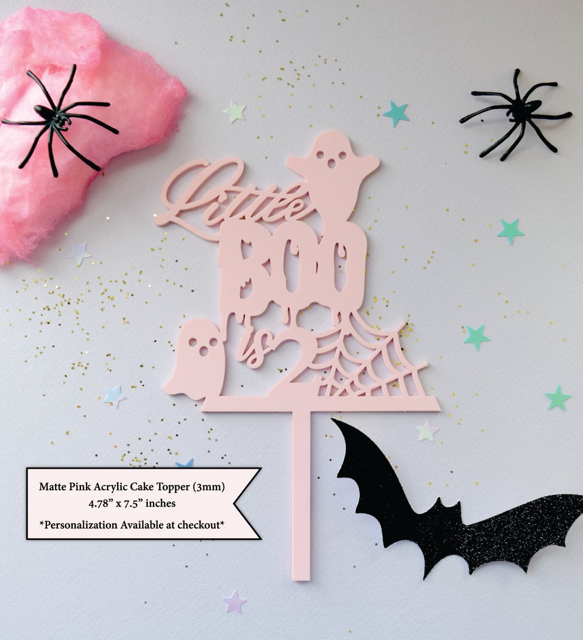 Pink Halloween Ghost Cake Topper Little Boo Cake Topper Pink - Etsy