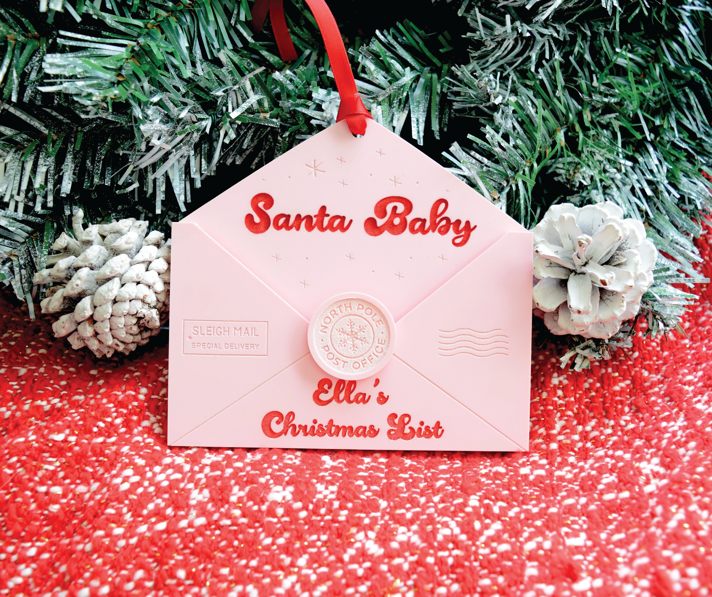 Personalized Dear Santa Tree Ornament| Letter for Santa Ornament| Pink ...