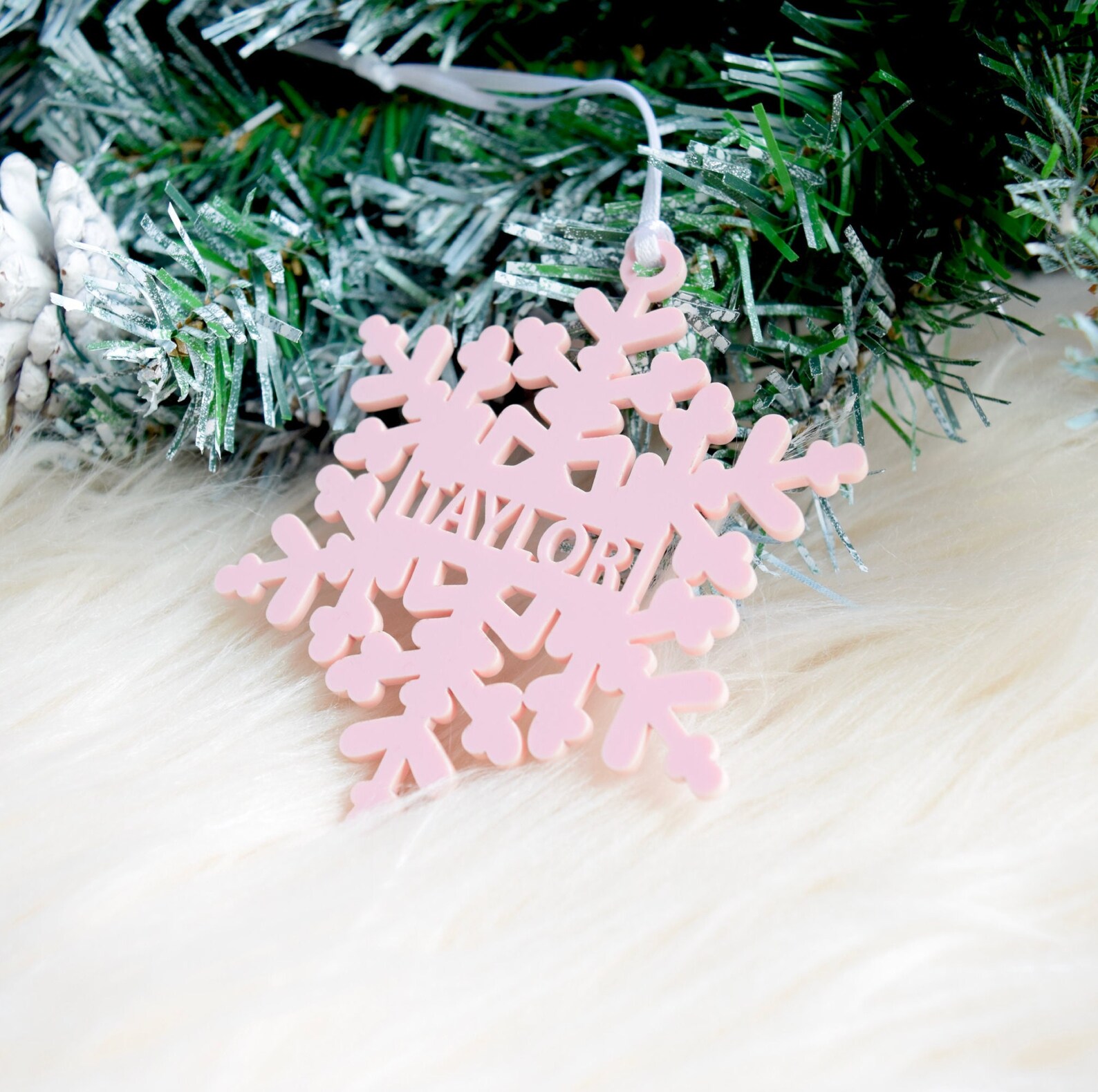 Personalized Snowflake Ornament | Name Snowflake Ornament| Pink or Blue ...