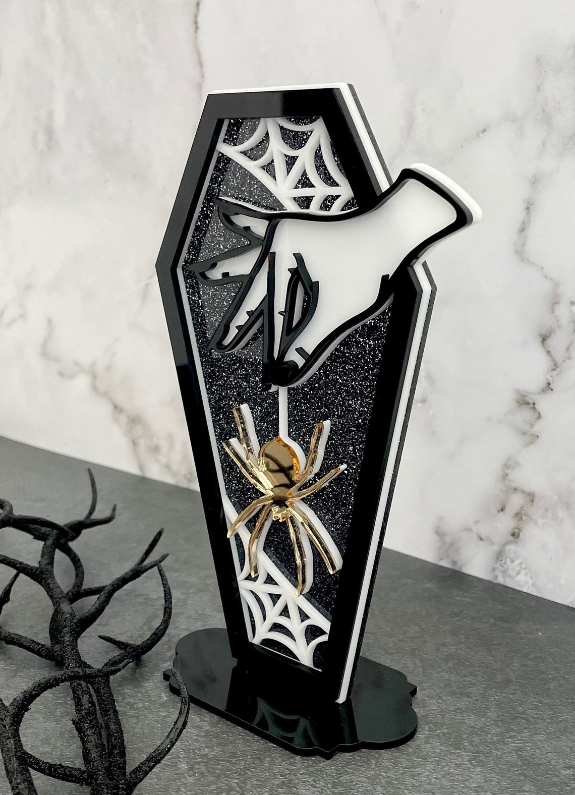 Acrylic Glitter Witchy Coffin Decor Death Moth Coffin Sign - Etsy