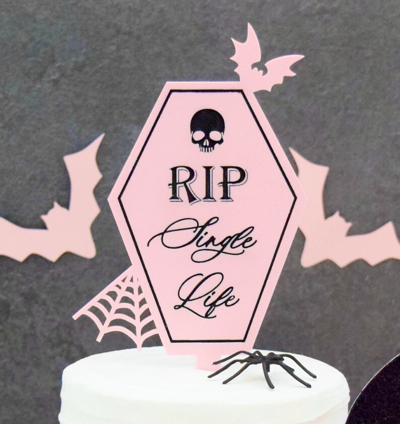 RIP Single Life Cake Topper| Halloween Bachelorette Cake Topper| Pink ...