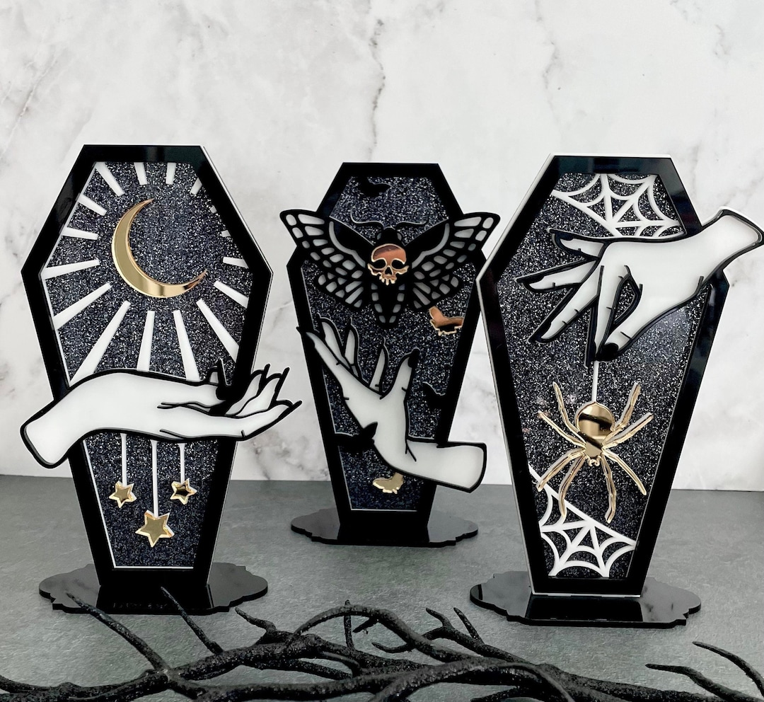 Acrylic Glitter Witchy Coffin Decor| Death Moth Coffin Sign| Witch ...