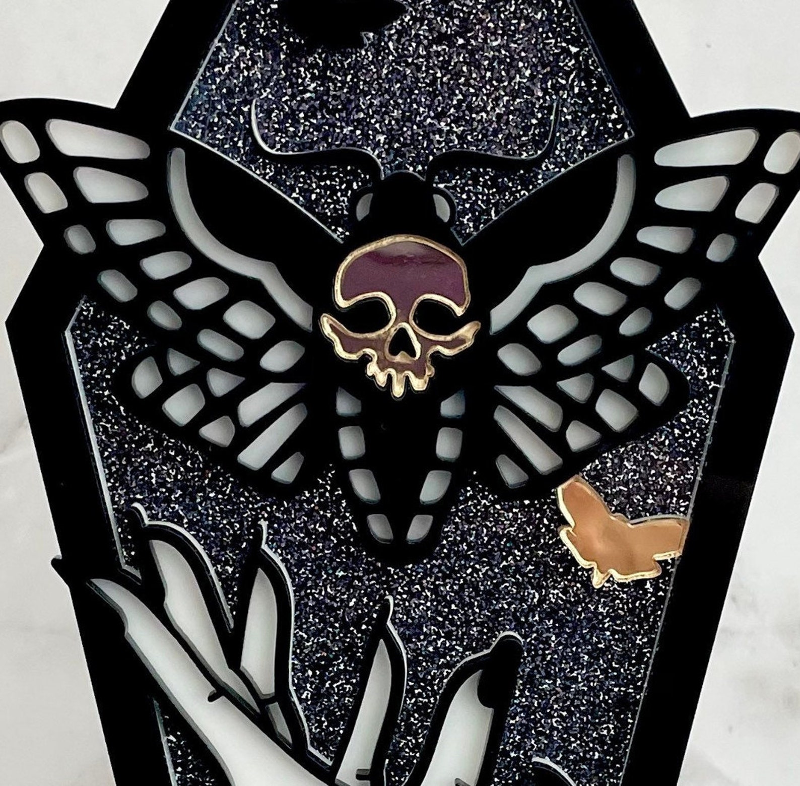 Acrylic Glitter Witchy Coffin Decor Death Moth Coffin Sign - Etsy