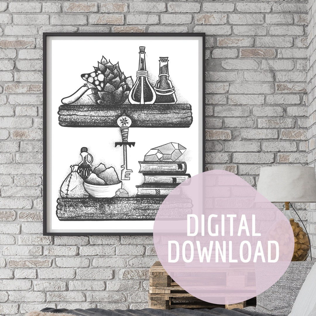 Skyrim Alchemy Shelf Print Skyrim Printable Wall Art Minimalist Video ...