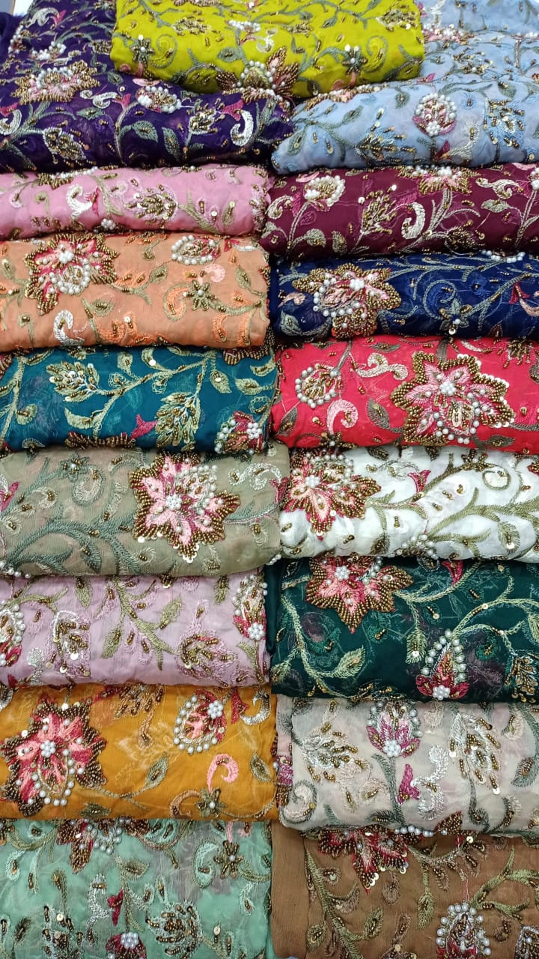 Indian Latest Designer Chiffon Hand Embroidery Work Suits Dress ...