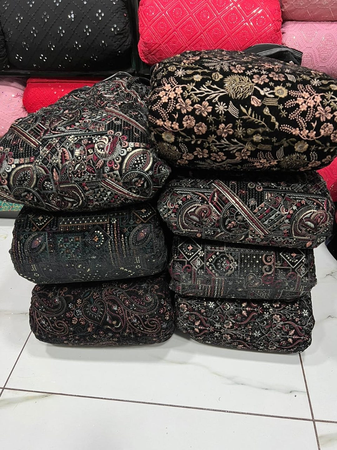 Designer Velvet Heavy Embroidery and Sequence Work Fabric for Dress ...