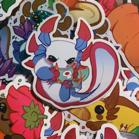 Cyan Axolotl Vinyl Sticker | Etsy