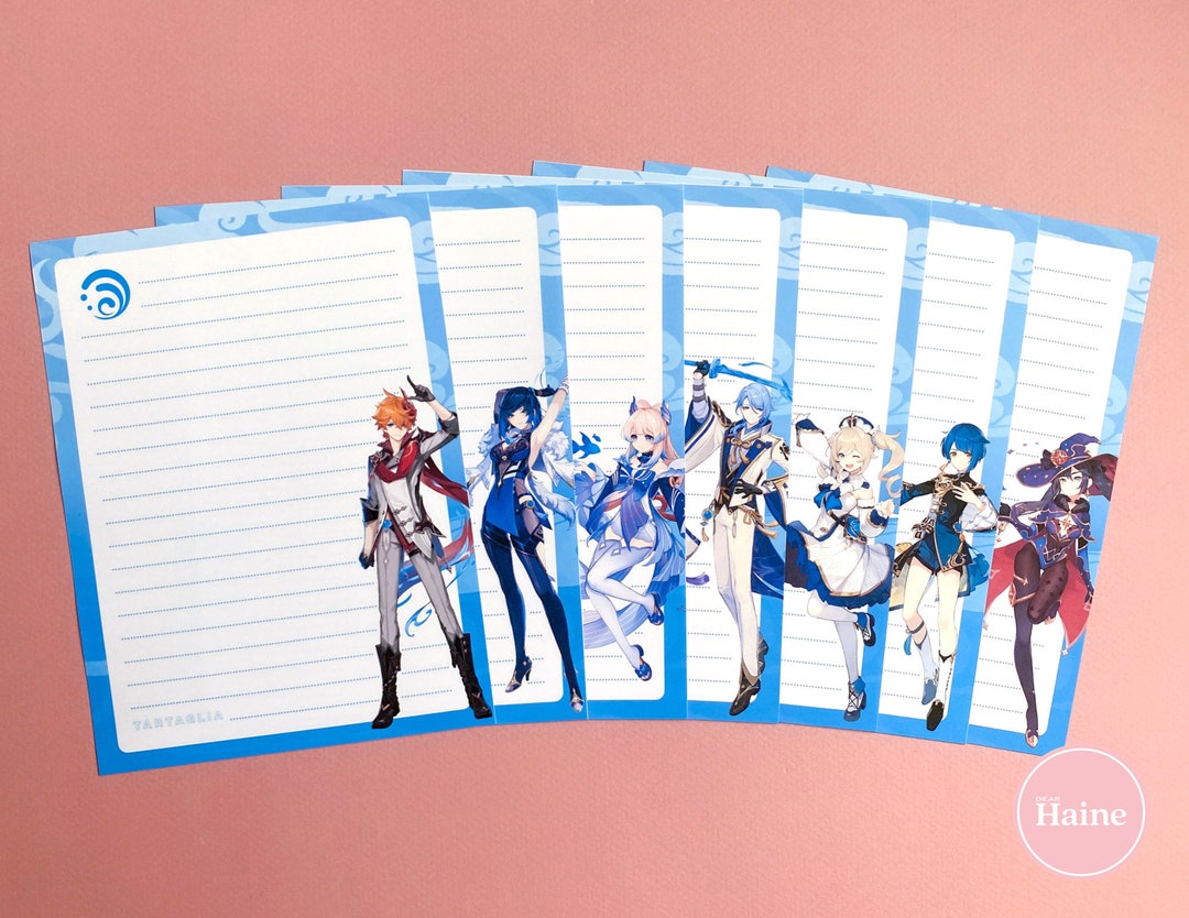 Hydro Writing Pads Genshin Impact Stationery - Etsy