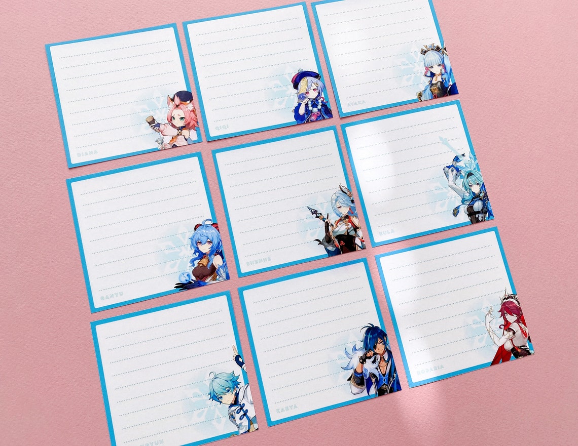 Genshin Impact Cryo Memopad / Notepad Stationery Ayaka | Etsy