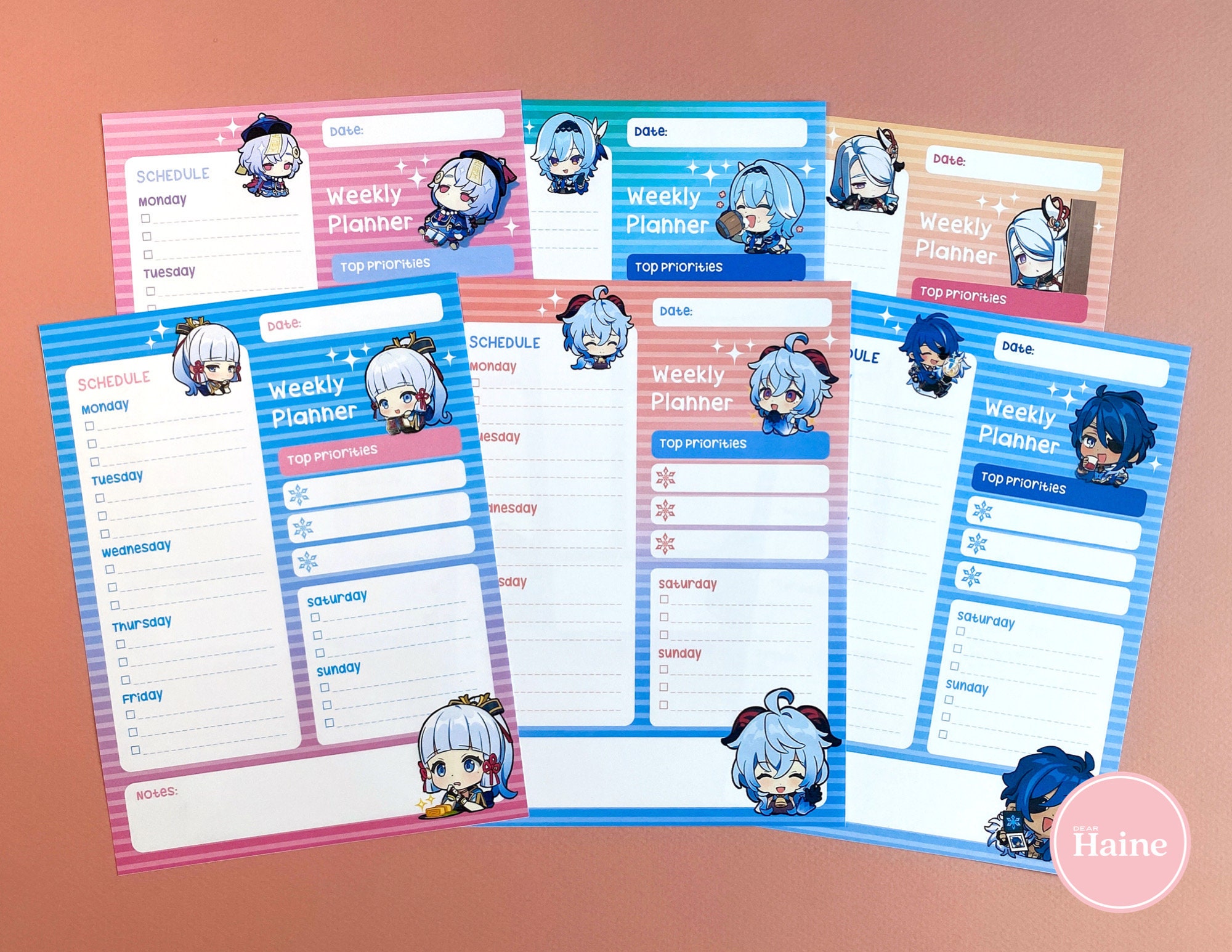 Genshin Impact Cryo Weekly Planner Tear off Notepad Ayaka - Etsy