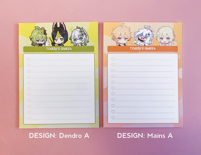 Dendro & Traveller - Genshin Characters Checklist Notepads - Etsy