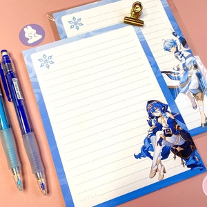 Cryo Writing Pads Genshin Impact Stationery - Etsy