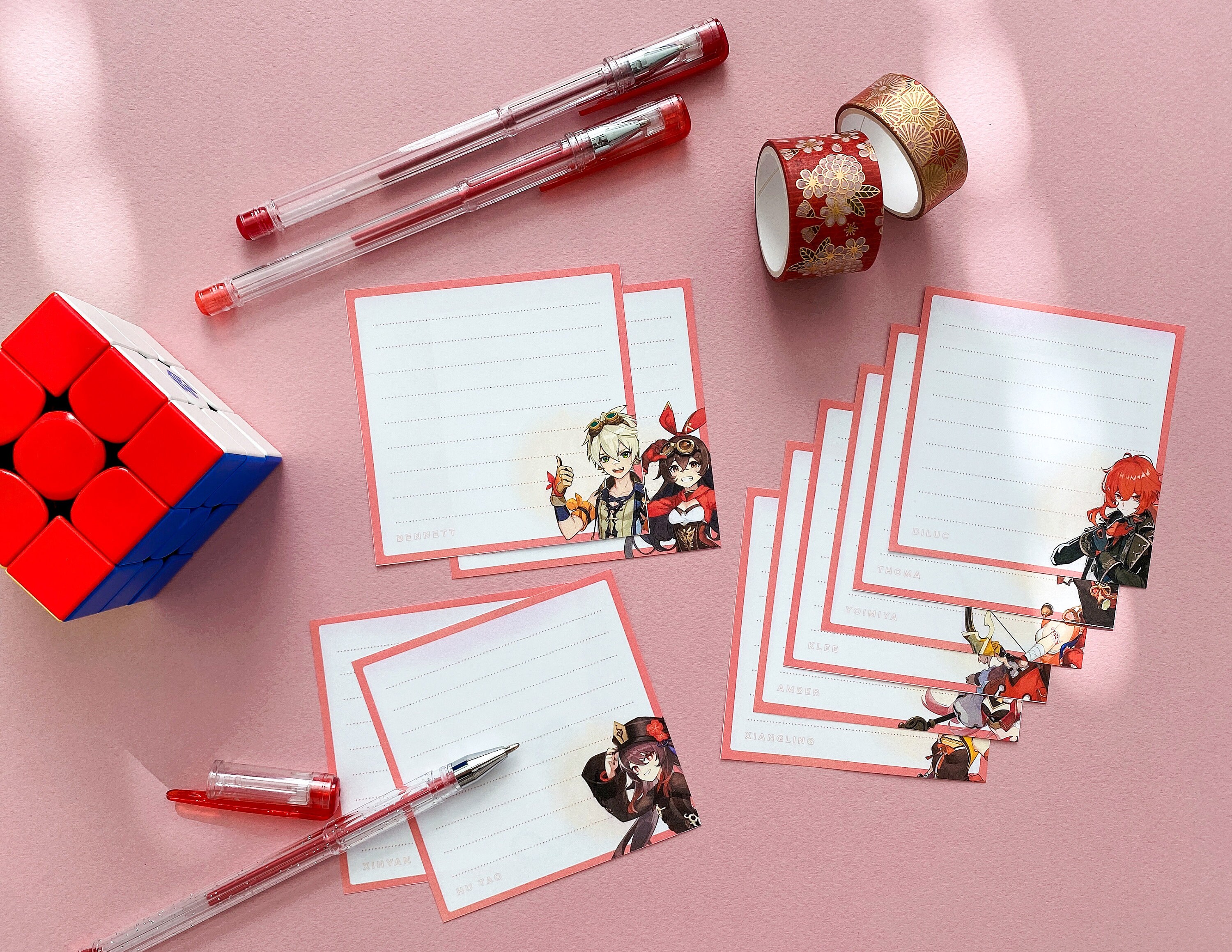 Genshin Impact Pyro Memopad / Notepad Stationery Diluc Amber - Etsy