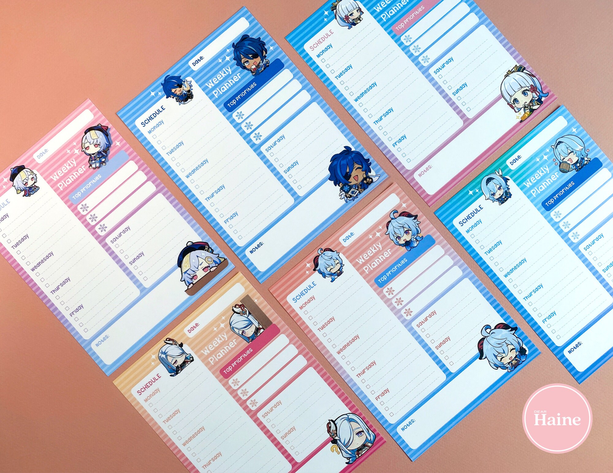 Genshin Impact Cryo Weekly Planner Tear off Notepad Ayaka - Etsy